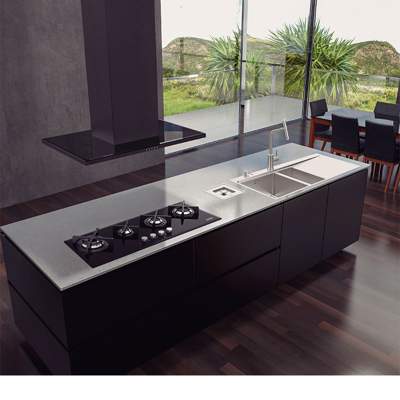 Coifa de Ilha Tramontina Slim Isla 90cm Inox Black Steel - Celdom